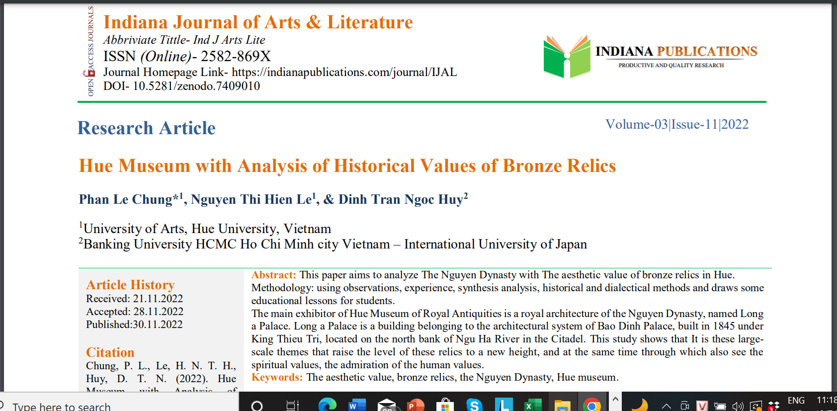 Our article published – Dinh Tran Ngoc Huy – Publish Services